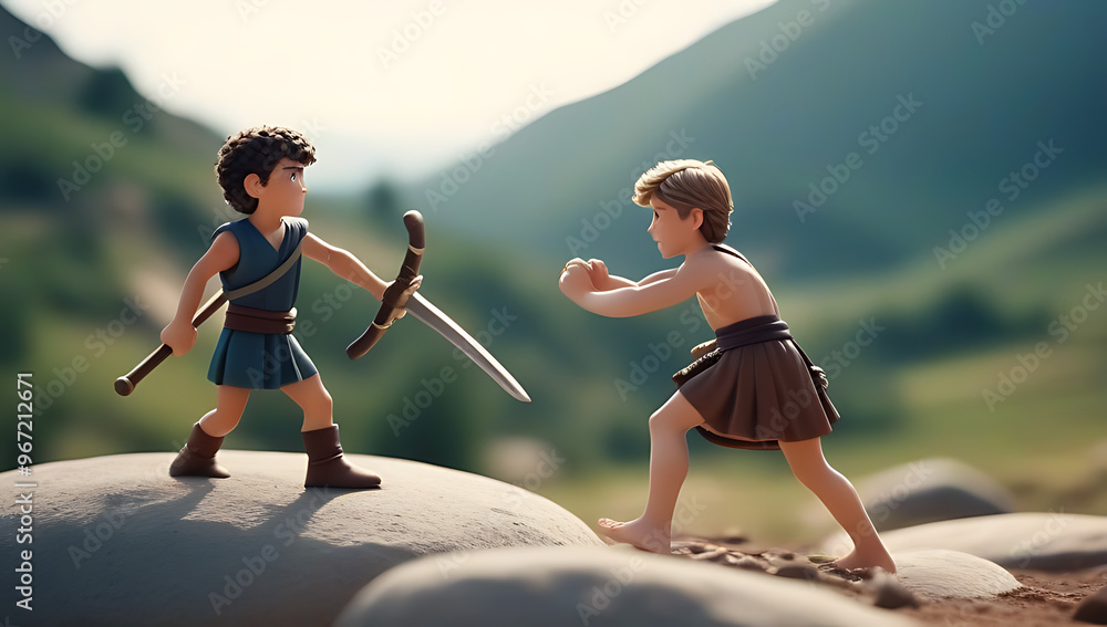 biblical story david goliath young shepherd boy defeats giant warrior ...