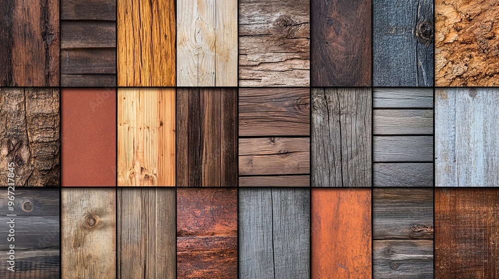 Rustic wood design swatches featuring birch and barnwood, neatly ...