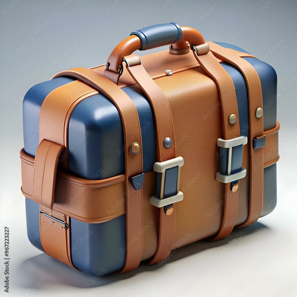 3D model of a vintage travel bag. featuring a classic design with ...