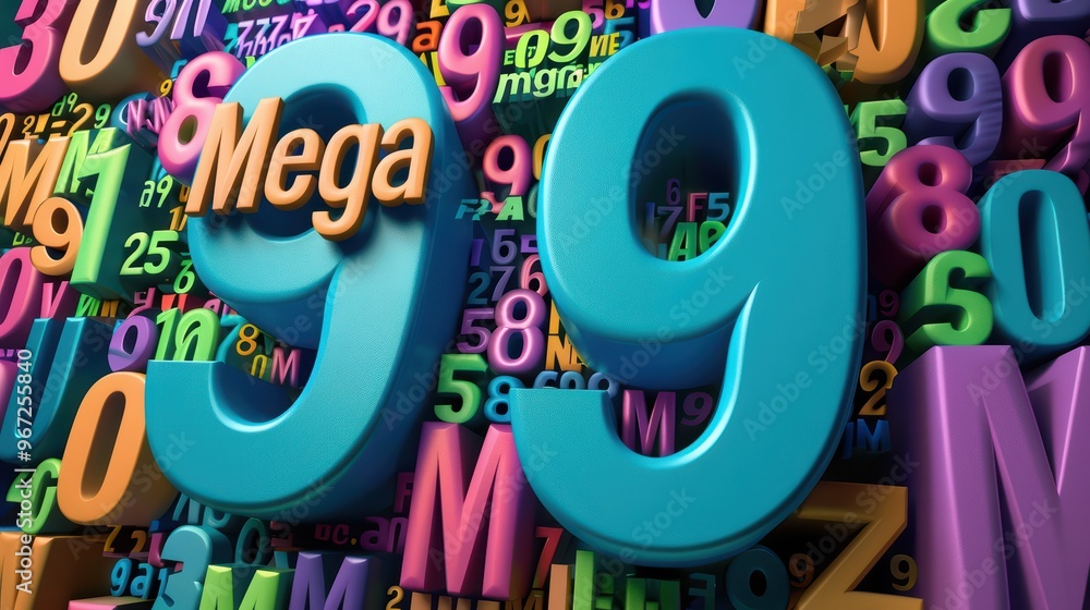 Colorful numbers create a vibrant backdrop with the prominent display ...