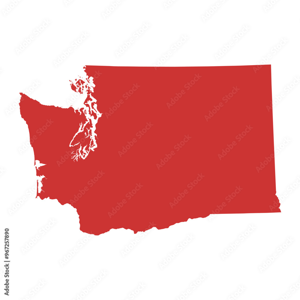 Vector outline map of Washington state of the United States Stock ...