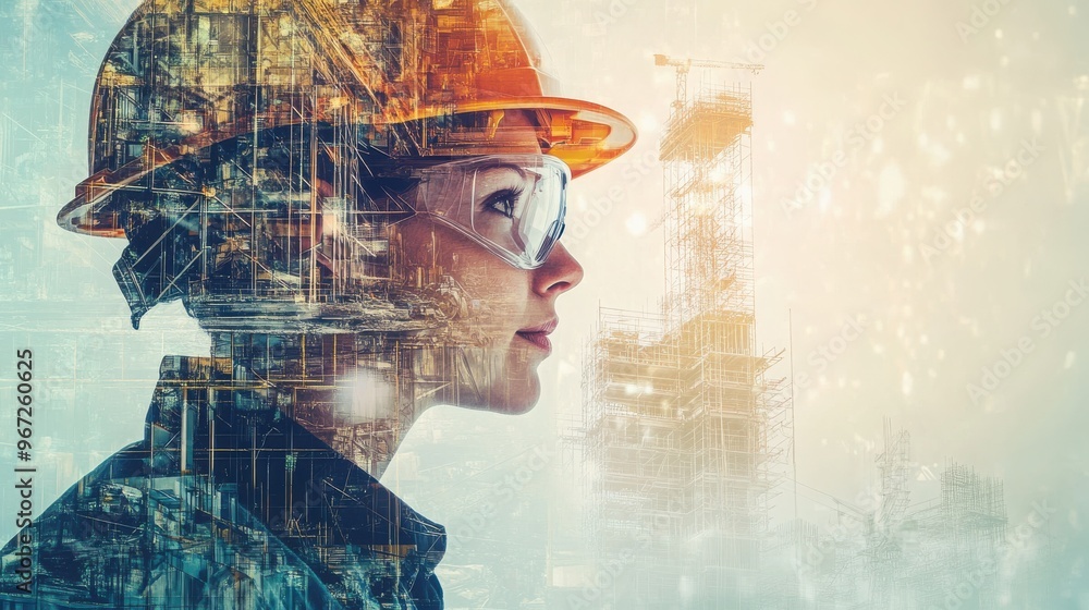 Civil engineer conducting a thorough site inspection, surrounded by ...