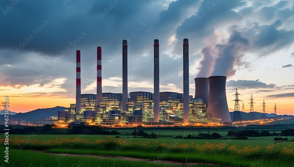Dynamic landscape of a power plant, showcasing the energy industrys ...