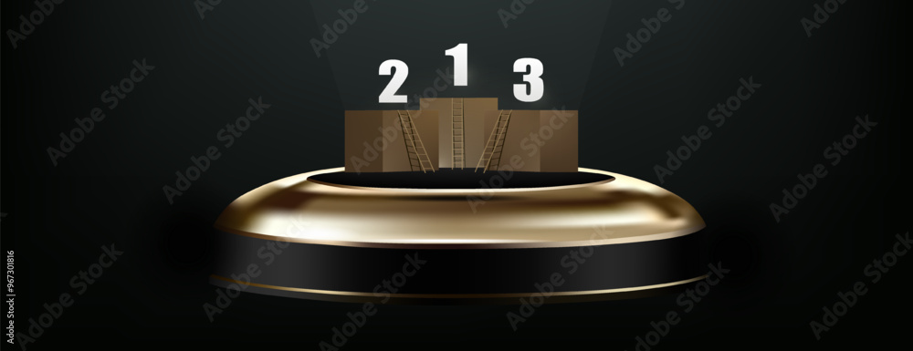 Luxurious podium. Realistic 3D model of bronze podium with highlights ...