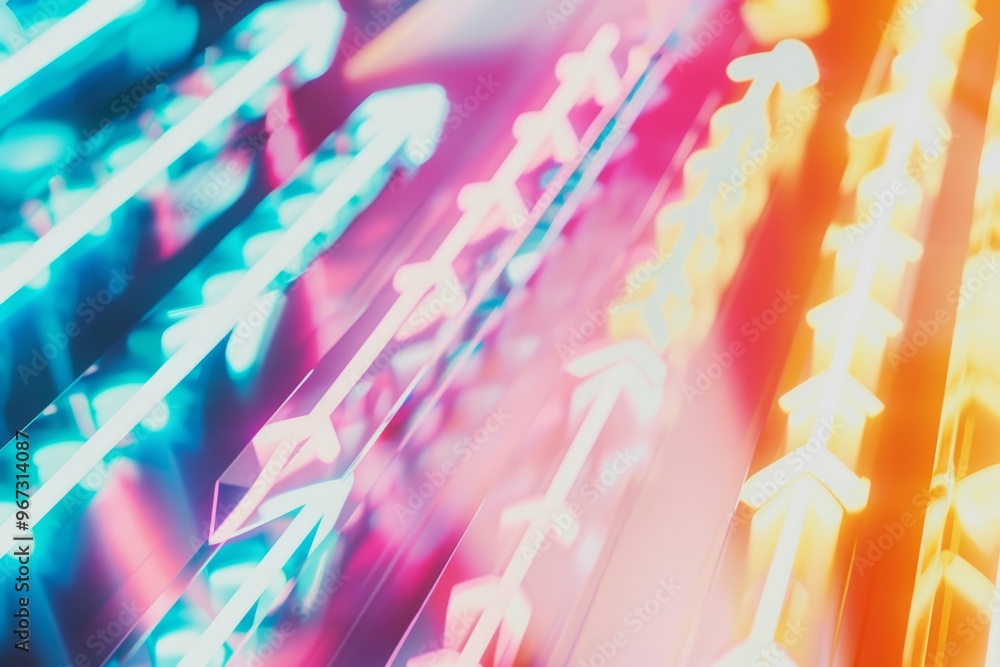 Pulsing, electrifying neon arrows in dynamic angles, capturing the ...