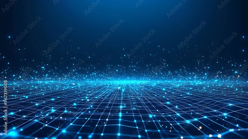 Stunning blue background featuring a digital grid and sparkling ...
