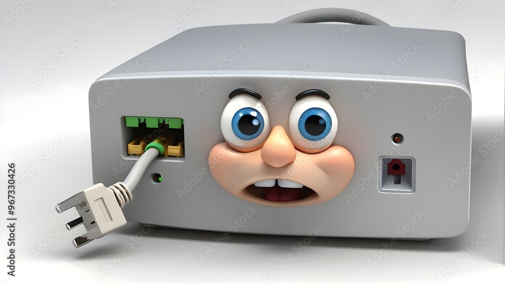 Another cable character could be stuck inside a router, its plug end ...