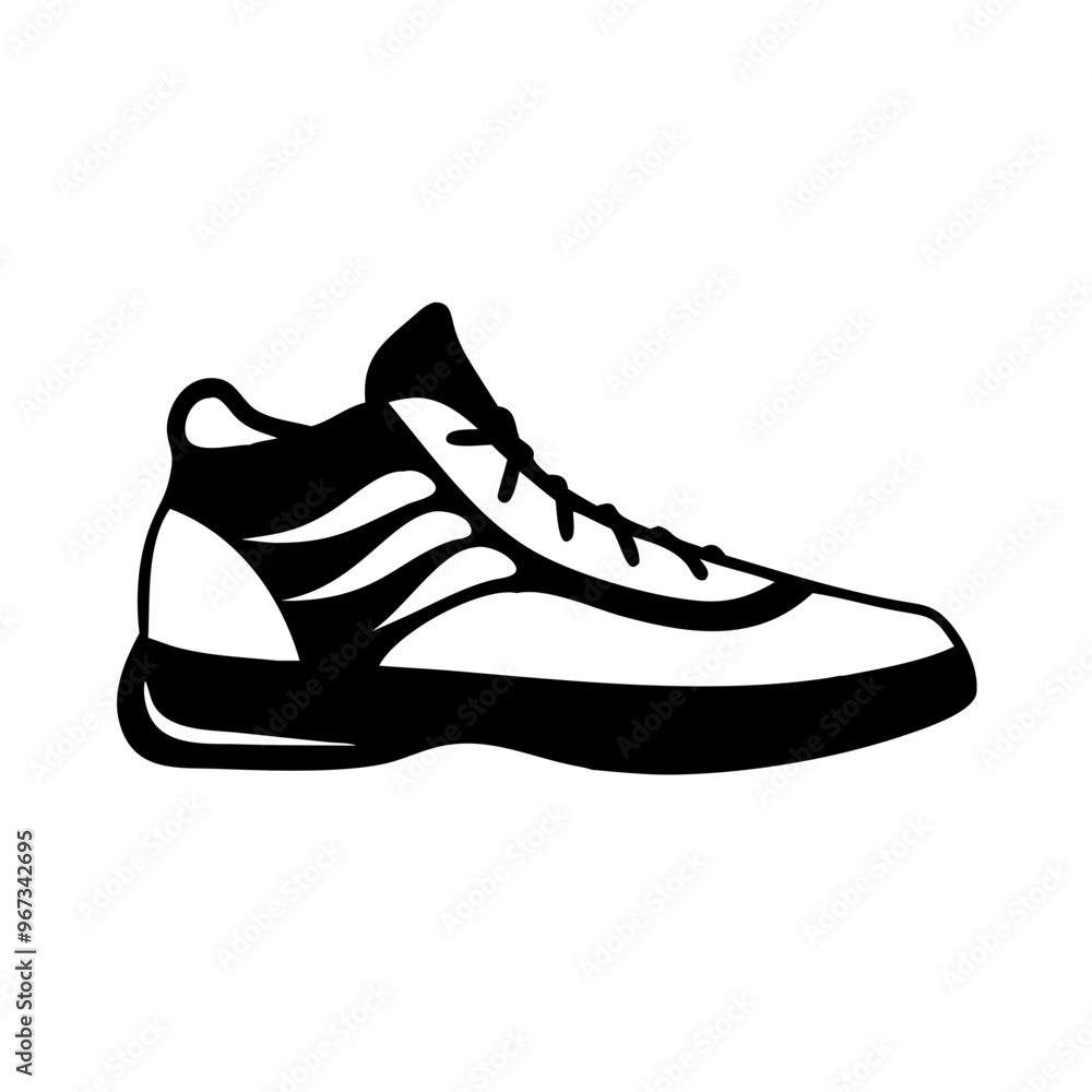 Basketball Shoes Side Profile Silhouette Icon, Black and White SVG, PNG ...