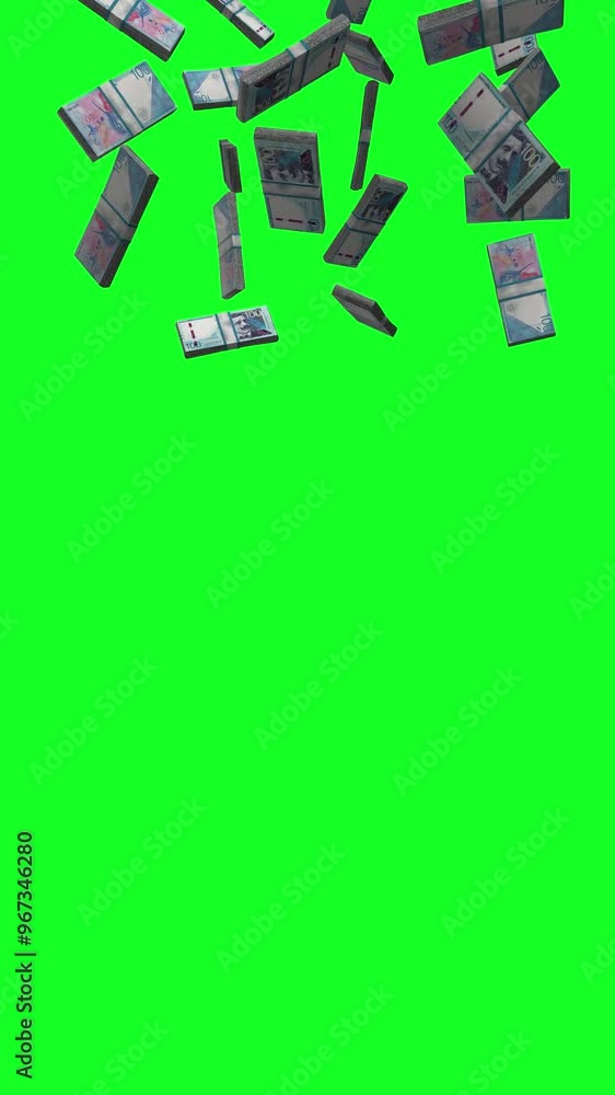 Vertical Peru Soles Banknotes Falling Animation on Green Screen Stock ...