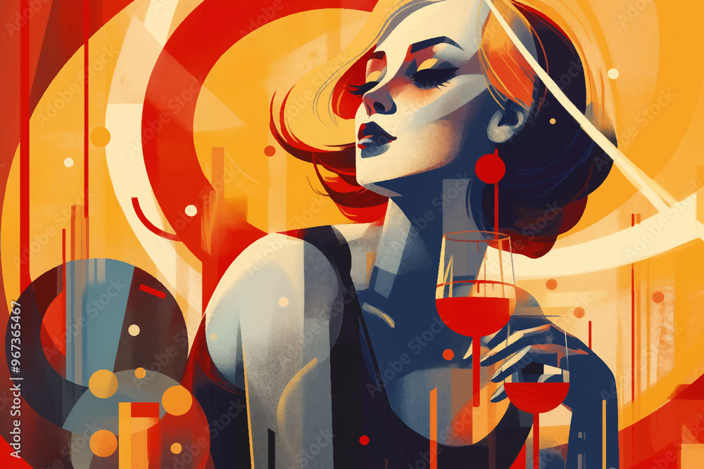 retro illustration of alcohol addiction, showcasing a person struggling ...