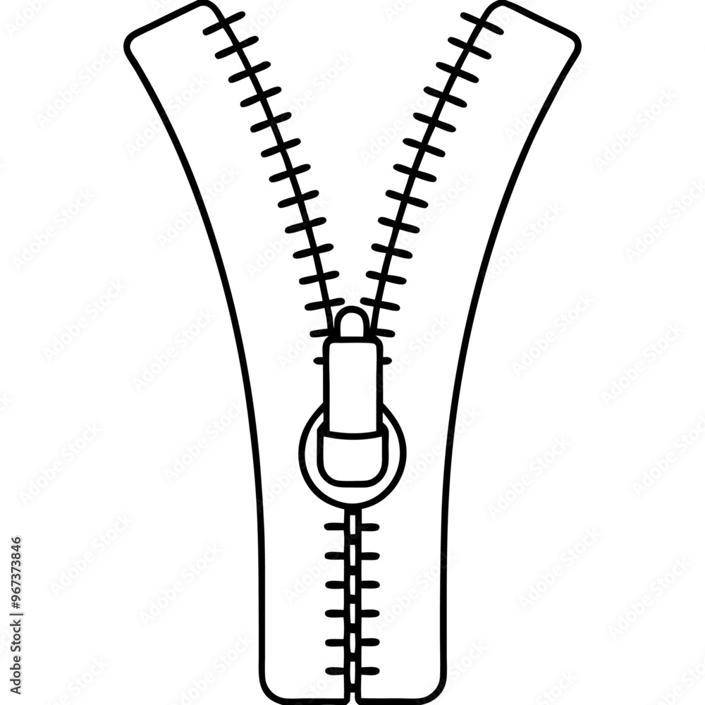 zipper outline coloring book page line art illustration digital drawing ...