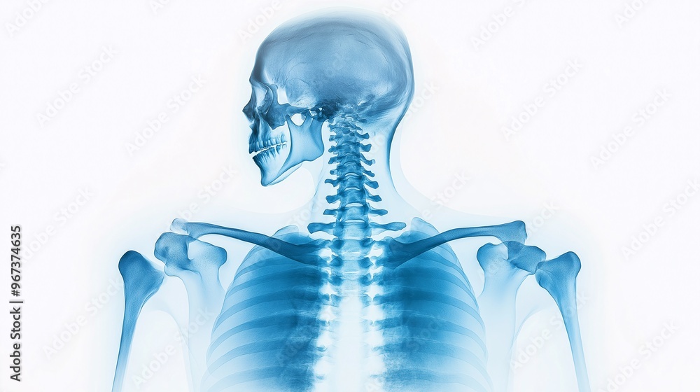 An X-ray image of a patient with osteoporosis, revealing decreased bone ...