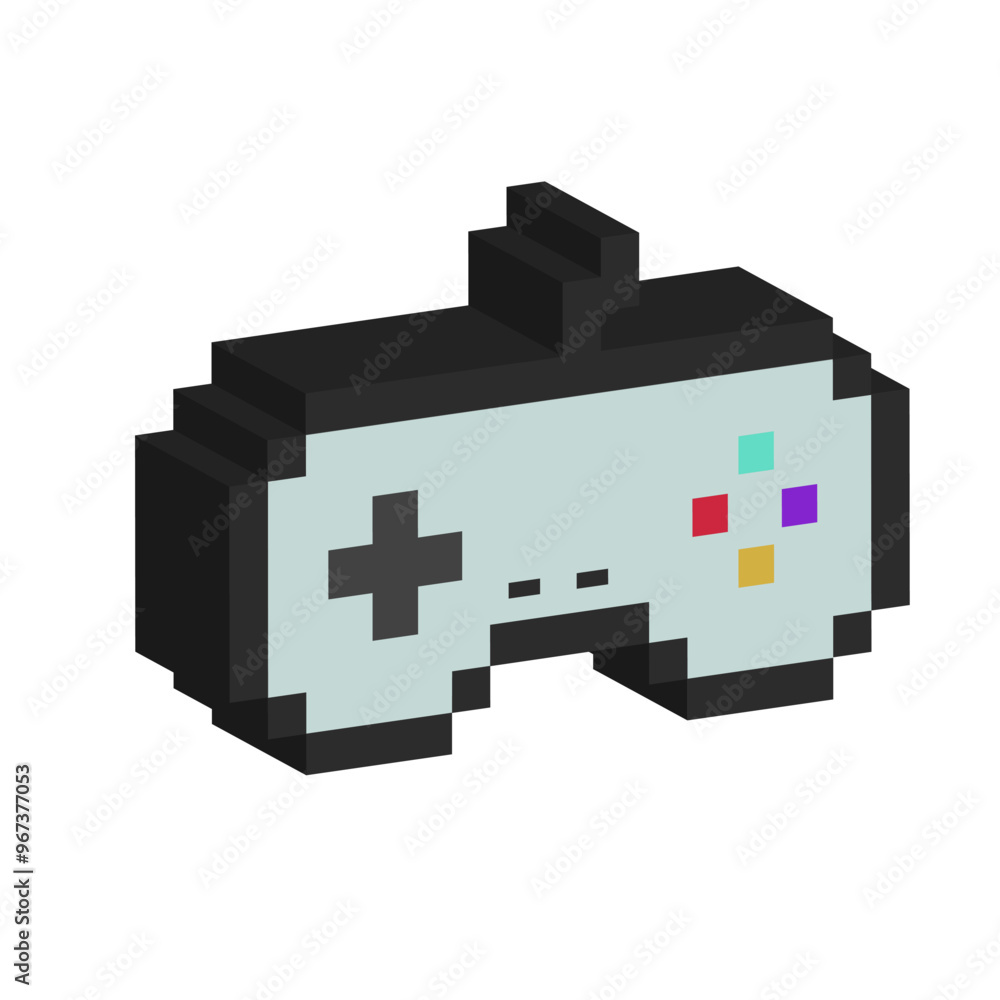 Pixel art 3d of gamepad controller for items asset. 8 bits for game ...