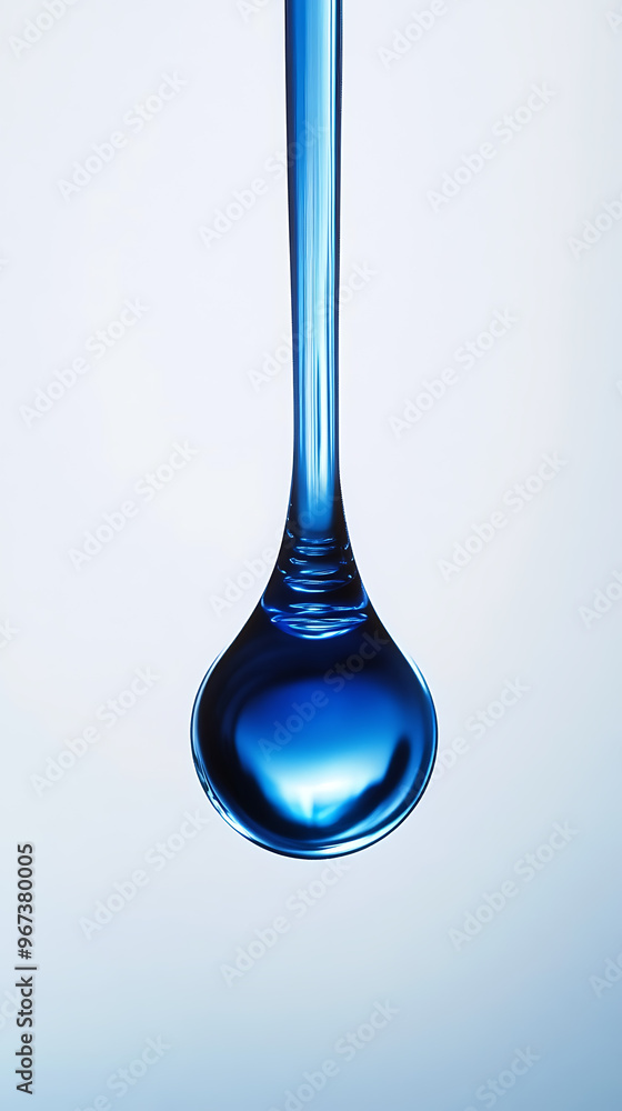 blue drop,A drop of blue liquid is dripping from the tip of an glass ...
