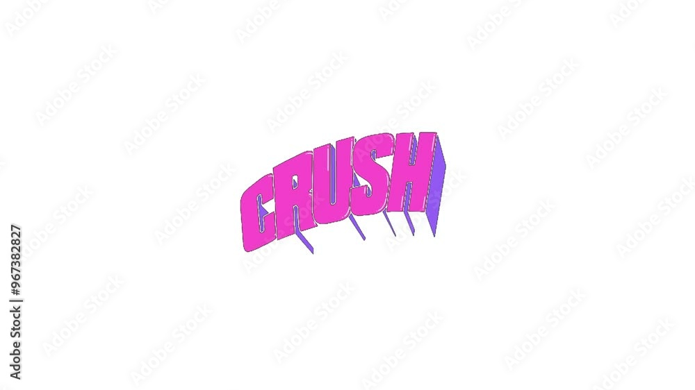 Looping animation of the text "CRUSH". 3d 4k. Waving Copies from left ...