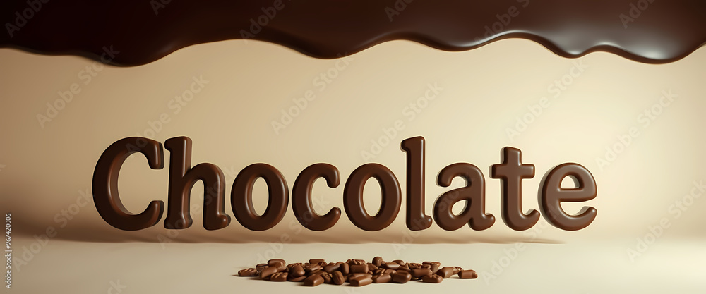 word "chocolate" with smooth chunks and rich dripping texture on ...