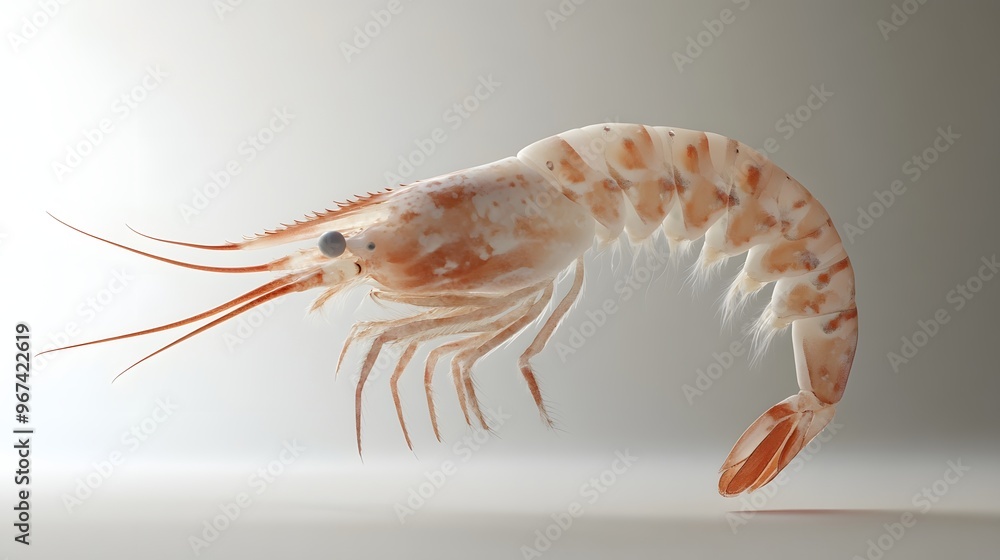 15. **A 3D render of a falling prawn, with its segmented body and ...
