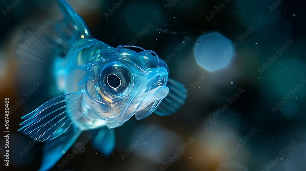 Barreleye fish with transparent head, looking upward: A barreleye fish ...