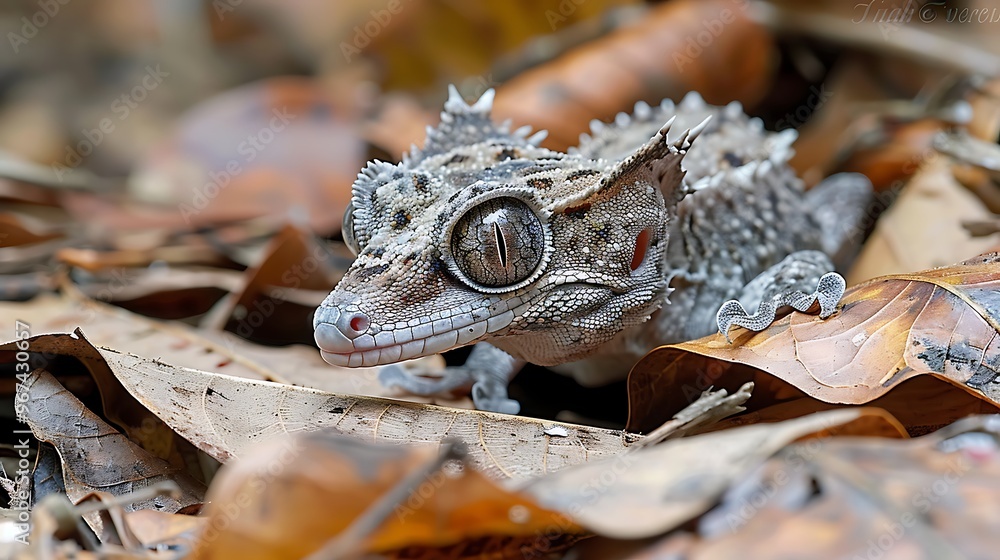 Satanic leaf-tailed gecko perfectly camouflaged on dead leaves: A ...