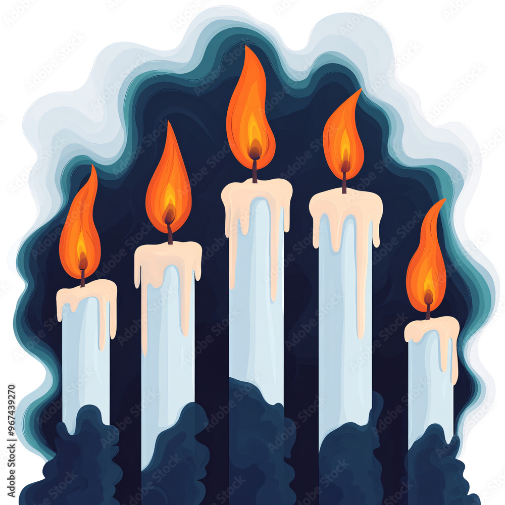 Halloween clipart tall haunted candles long shadows ghostly smoke ...