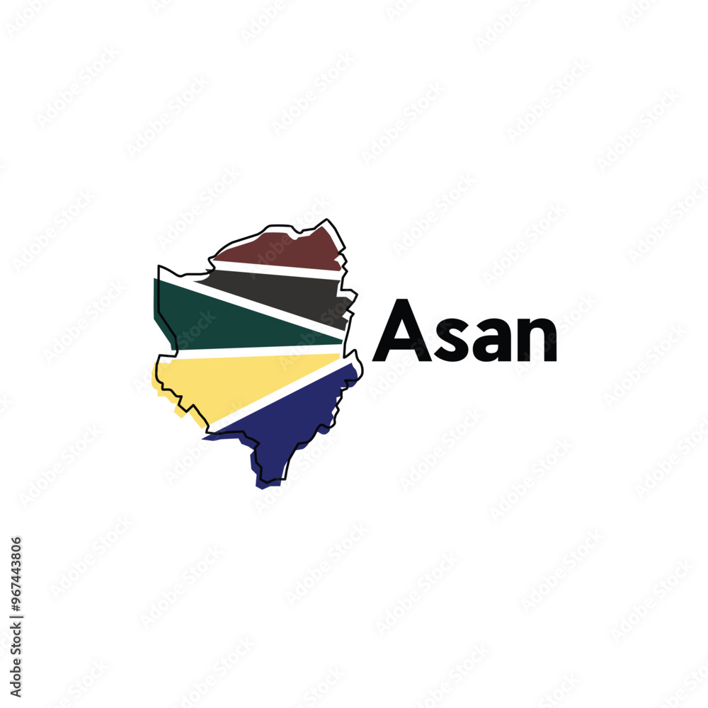Map City of Asan, administrative Country modern design - location on ...