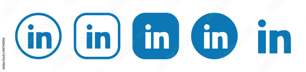 Set of vector linkedin social network icons on transparent background ...