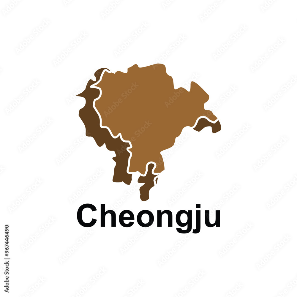 High detailed illustration map of Cheongju, World map of South Korea ...
