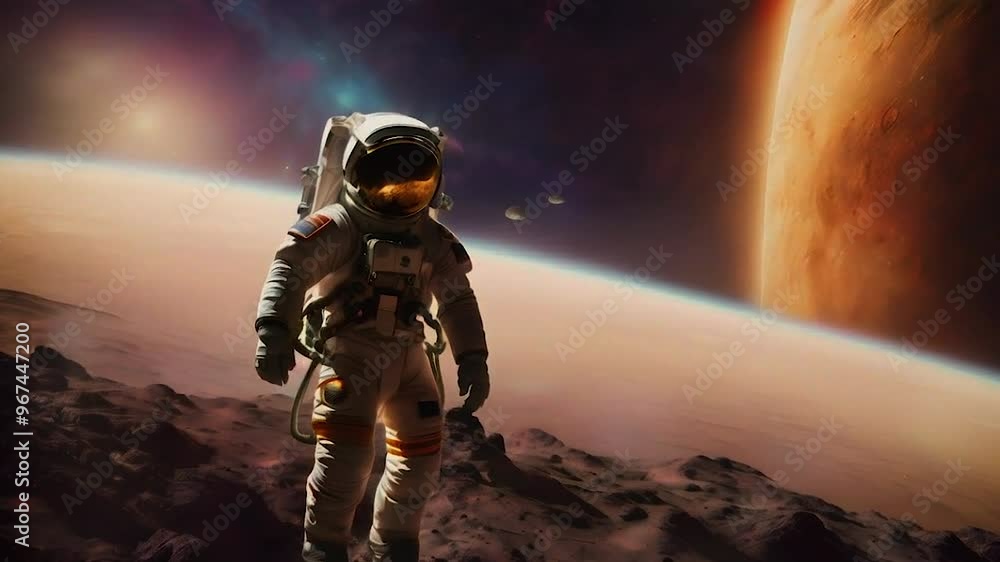 Space scientists in modern astronaut suits embark on a mission to study ...