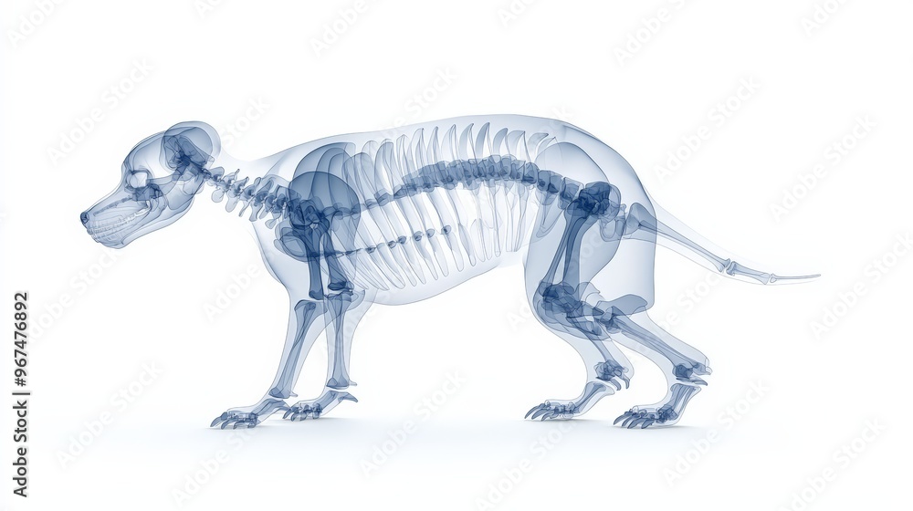 X-ray image of a medium-sized dog displaying its full skeletal ...