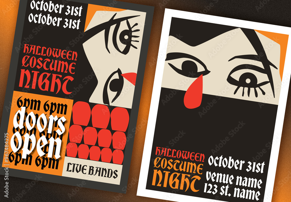 Halloween Costume Night Poster Stock Template | Adobe Stock