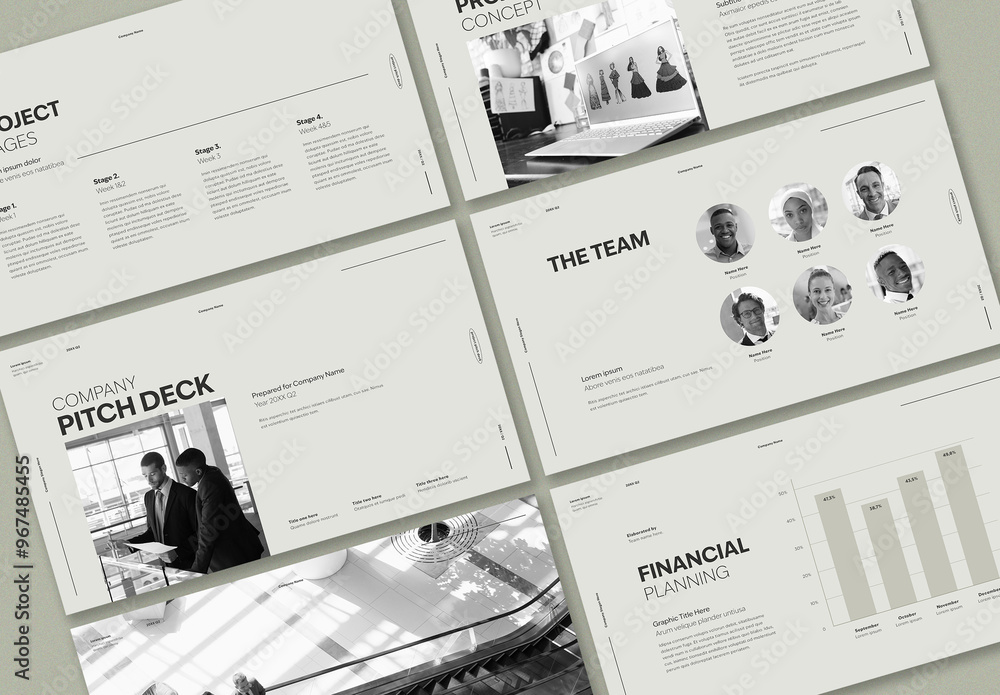 Interactive Pitch Deck with Neutral palette Stock Template | Adobe Stock