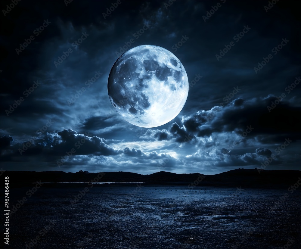 Full Moon Illuminated by Dramatic Clouds at Night - High-Resolution ...