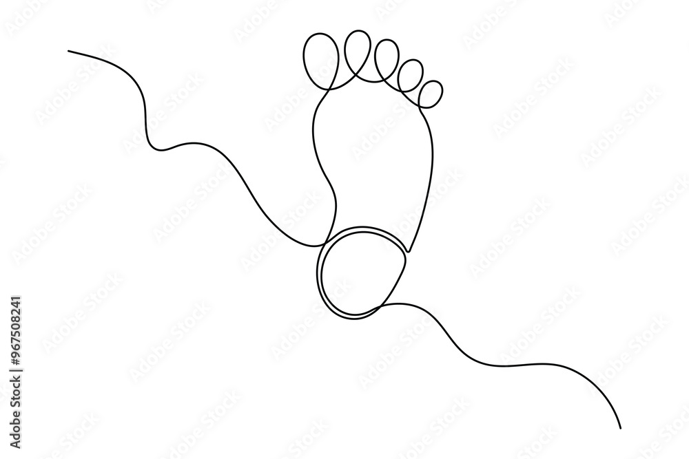 Continuous single line of foot sole drawing outline vector art ...