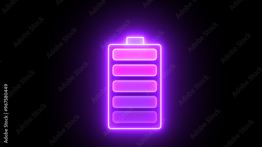 Glowing neon battery icon. Power and Electricity fire Ekmulato Battery ...