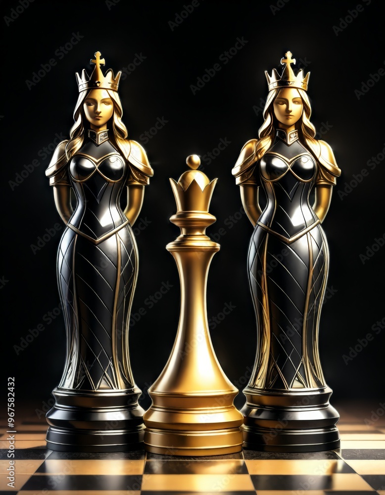 A set of luxurious chess pieces, featuring two intricately designed ...
