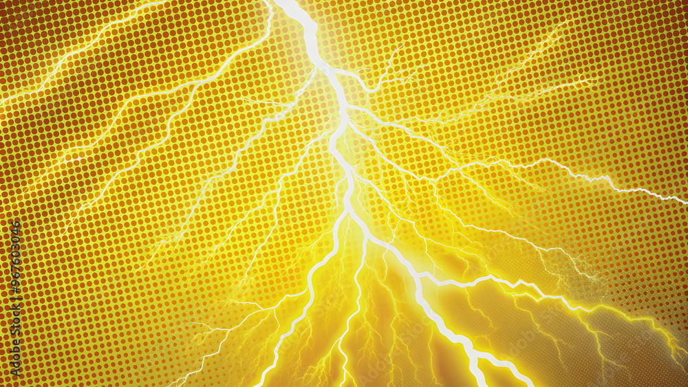Yellow lightning strikes in a vintage comic style, vintage, comic ...