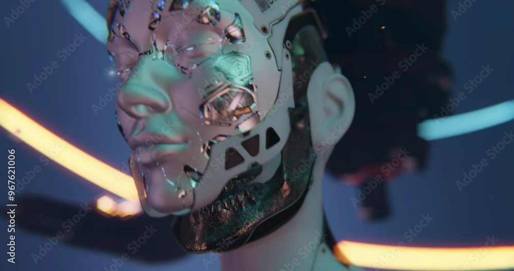 Cybernetic brain cyborg face futuristic female robotic head concept art ...