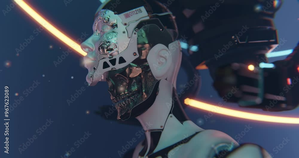 Cybernetic brain cyborg face futuristic female robotic head concept art ...