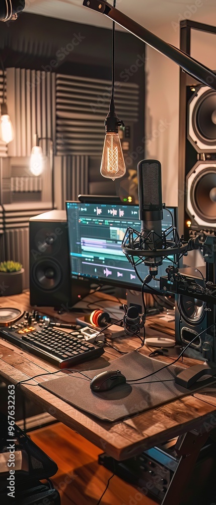 Podcast studio setup showcasing the latest in audio recording and ...