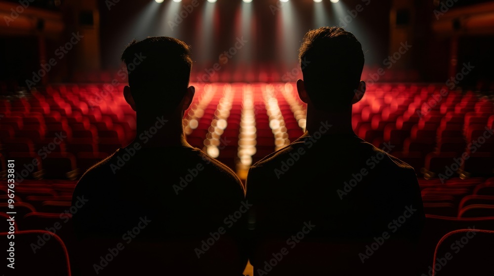 Two men sit in an empty theater, waiting for the show to begin. The ...