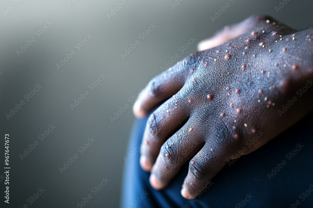 Closeup photography of human hand showing skin lesions caused by viral ...
