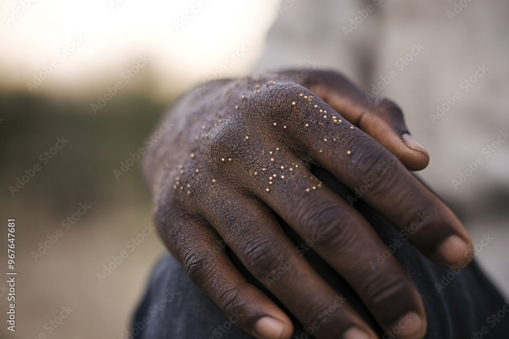 Monkeypox new disease dangerous infection pandemic. Close up of african ...