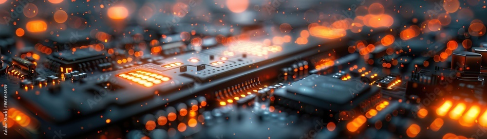 Miniature processor city, electric veins, night mode, tech hub ...