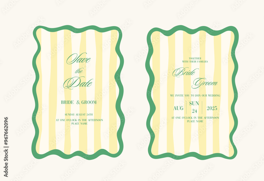 Luxury Wavy Edge Wedding Invitation card background. Abstract art ...