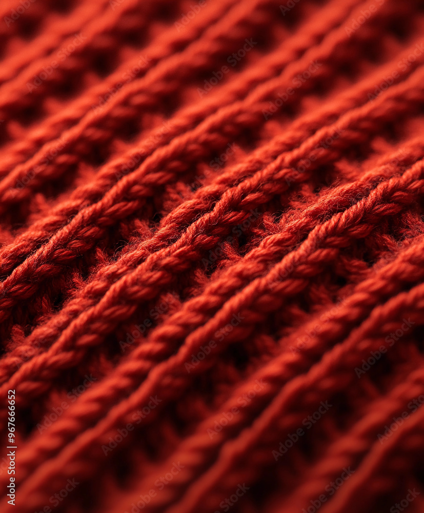 ribbed fabric, alternating knit and purl stitches in vibrant red cotton ...