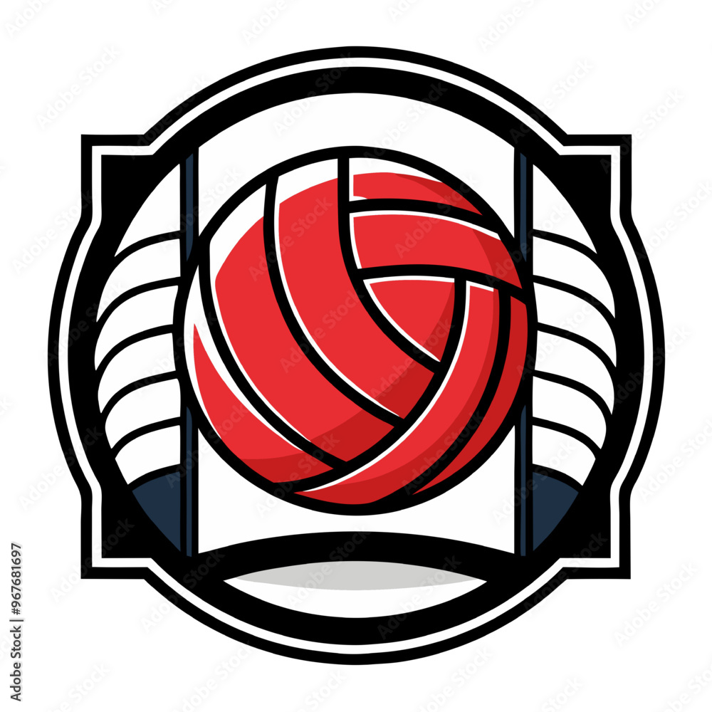 Volleyball Emblem: A bold and stylized illustration of a red volleyball ...