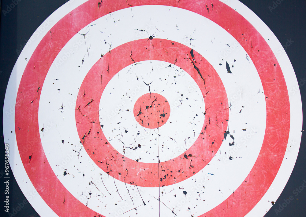 Target practice. Round target. Training marks on the target. Stock ...