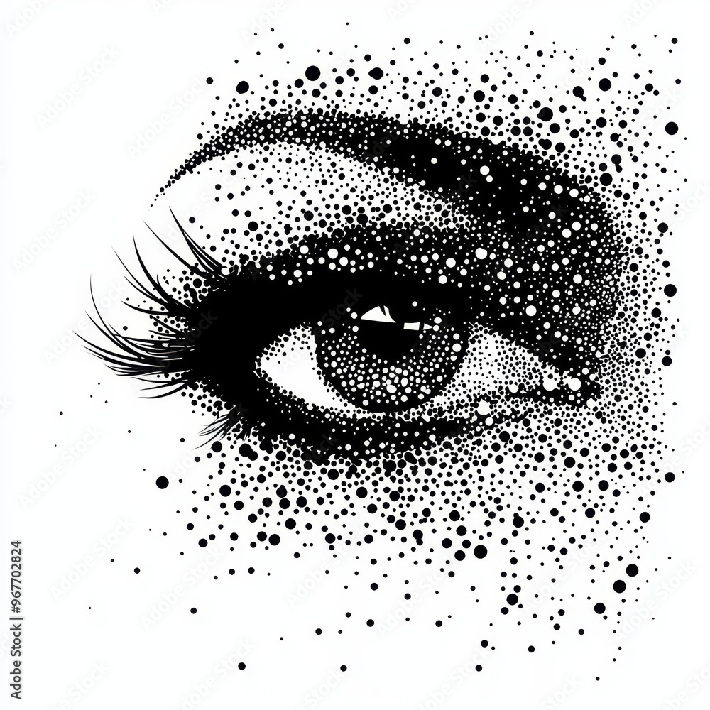 Illustration in vintage photocopy style illustrating an eye with ...