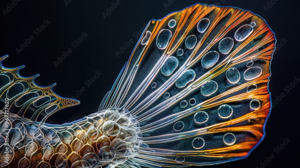 Cross-section of a fish gill, showing the intricate structure that ...
