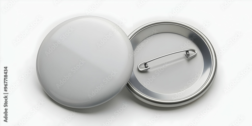 Blank pin badges mockup template for souvenirs and volunteer labels in ...